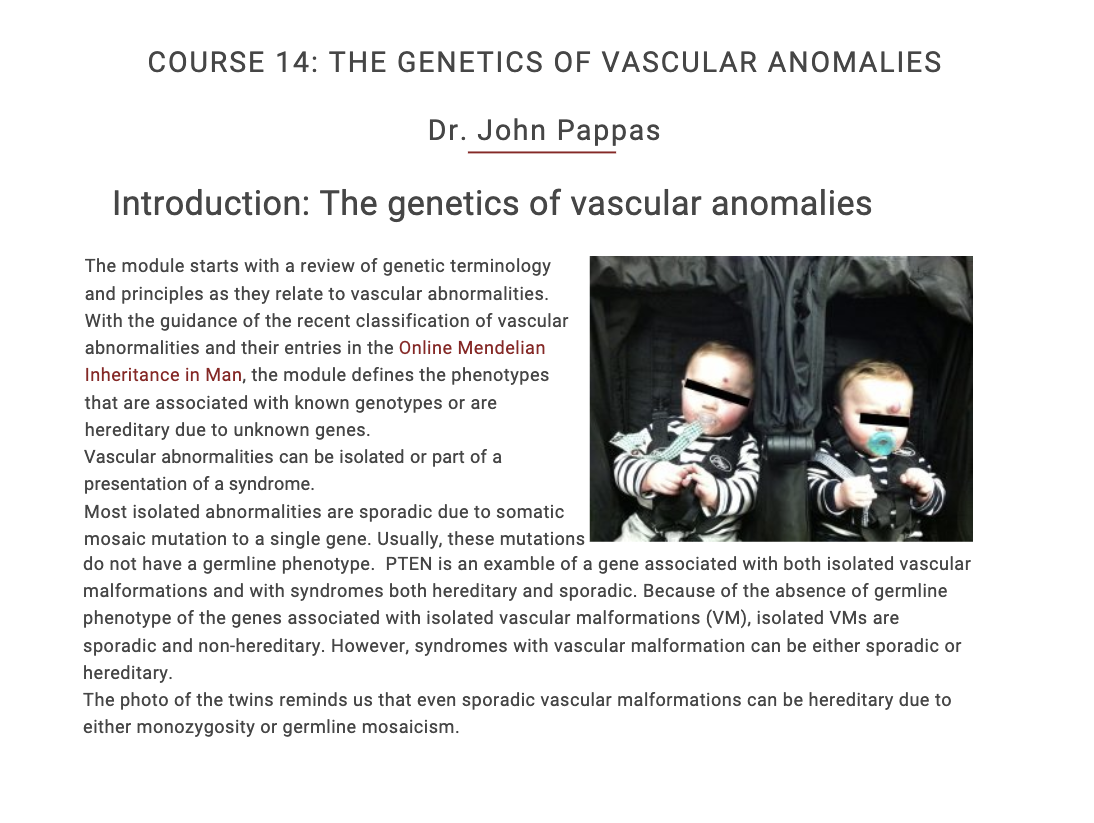 Course 14: The Genetics of Vascular Anomalies - The VBF Educate E ...